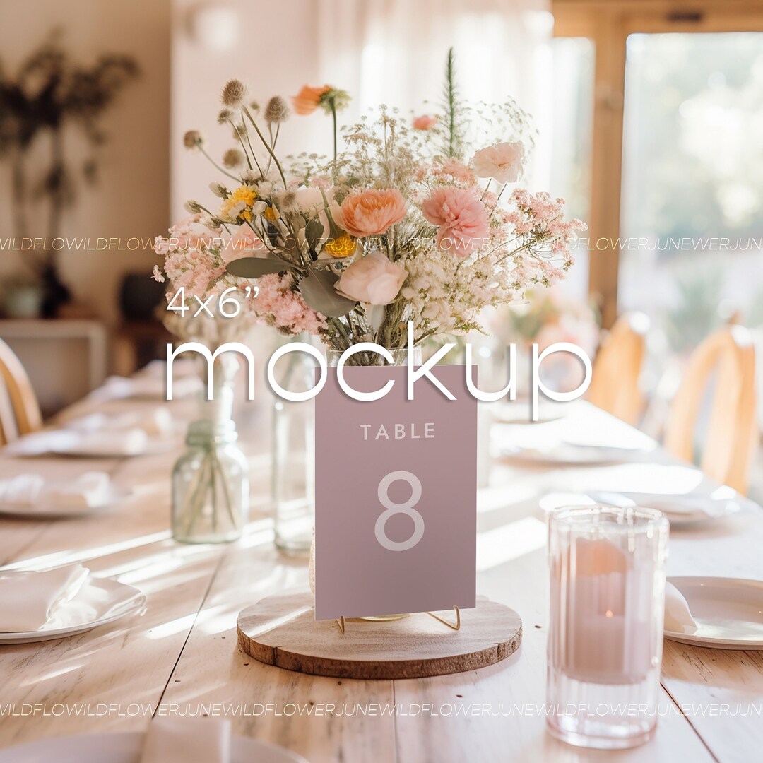 Boho Floral Sign Mockup, 4x6 Table Sign Mockup, 4x6 Wedding Mockup ...
