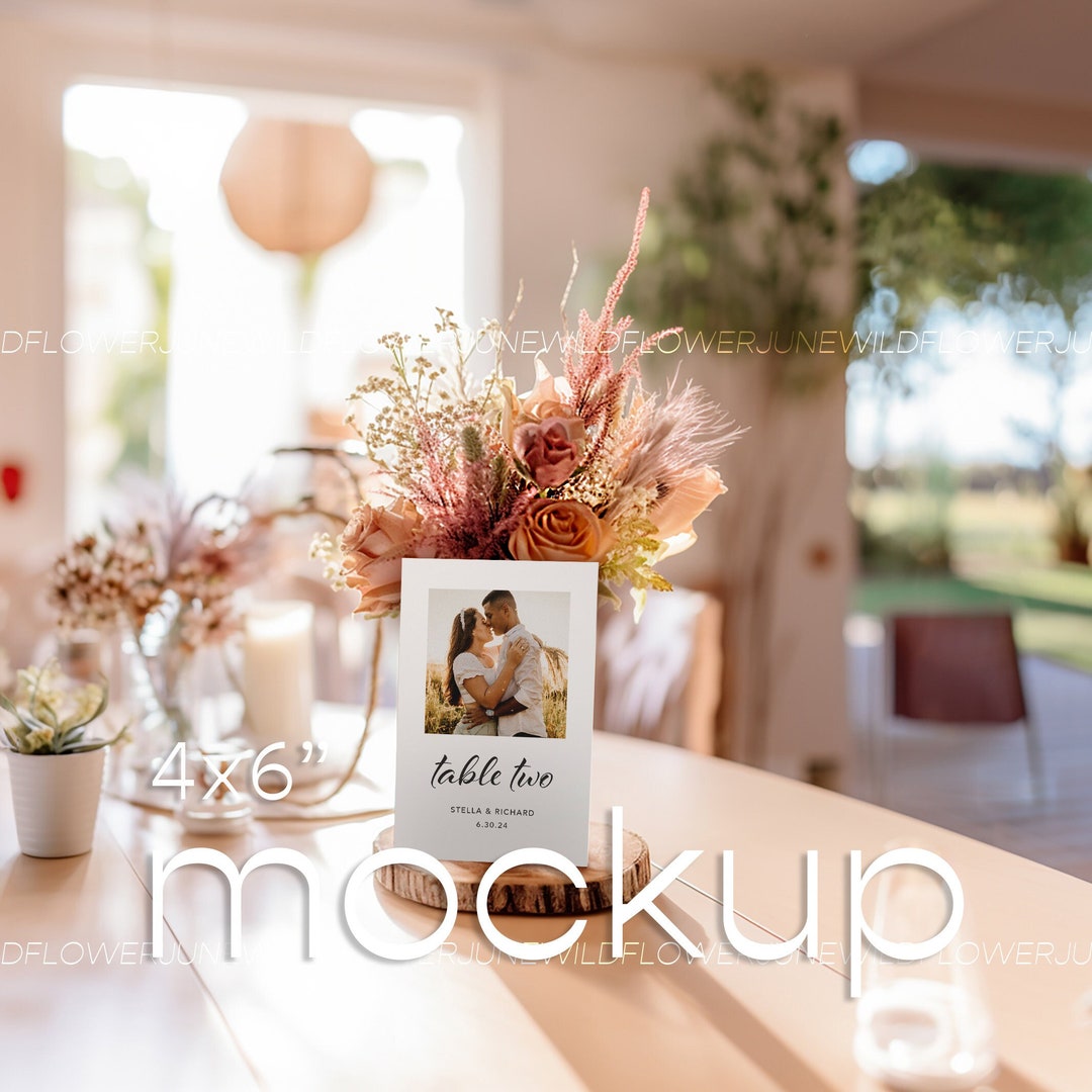 Boho Floral Sign Mockup, 4x6" Table Sign Mockup, 4x6 Wedding Mockup ...