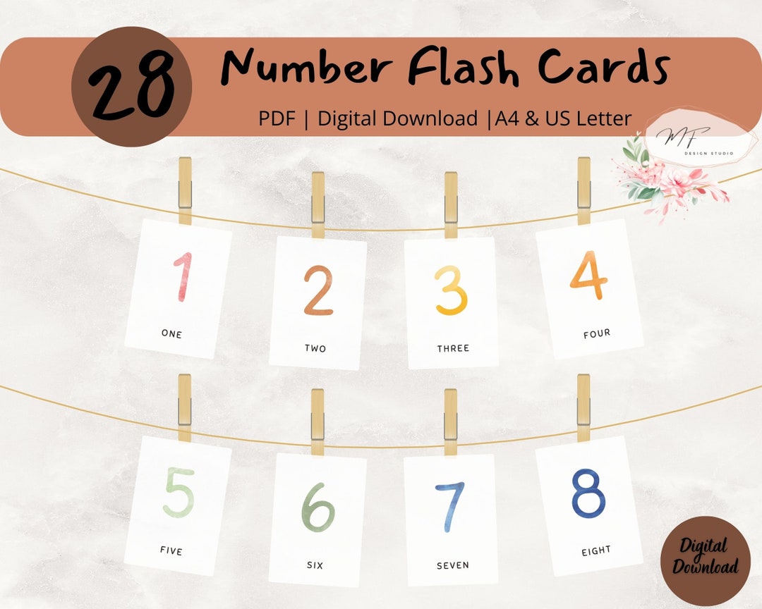 Printable Numbers Flash Cards 1 100 Preschool Numbers - Etsy