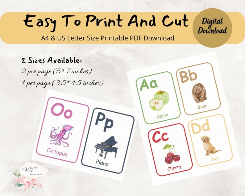 Printable Alphabet Flash Cards Preschool Abcs Toddlers - Etsy