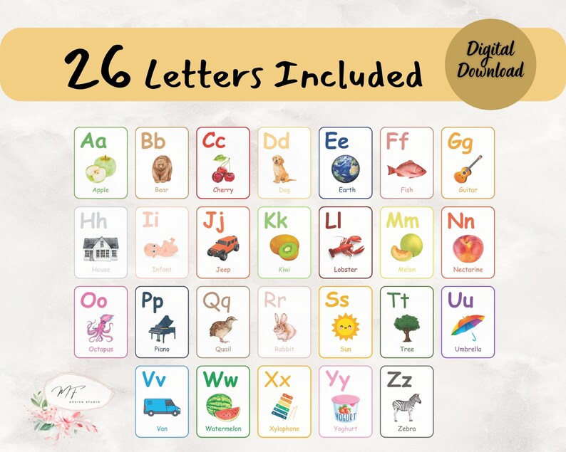 Printable Alphabet Flash Cards Preschool Abcs Toddlers - Etsy