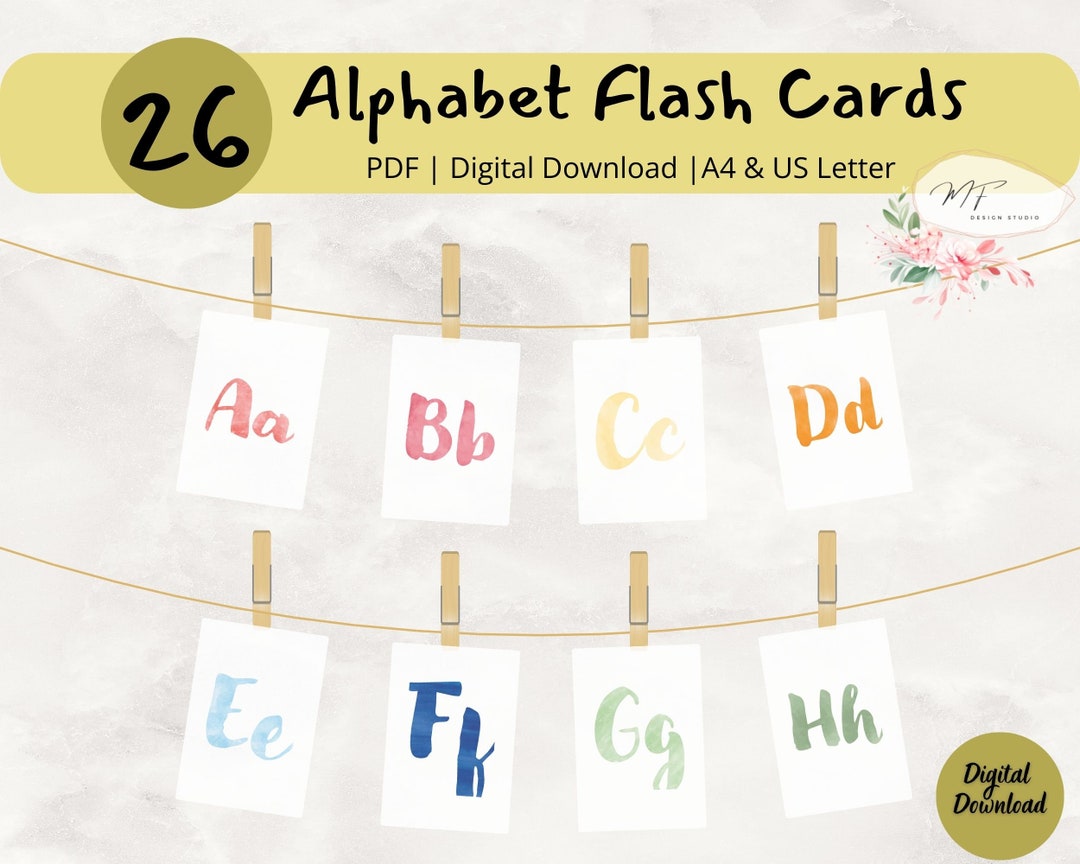 Kids Rainbow Alphabet Flash Cards Preschool Abcs A-Z Cards - Etsy