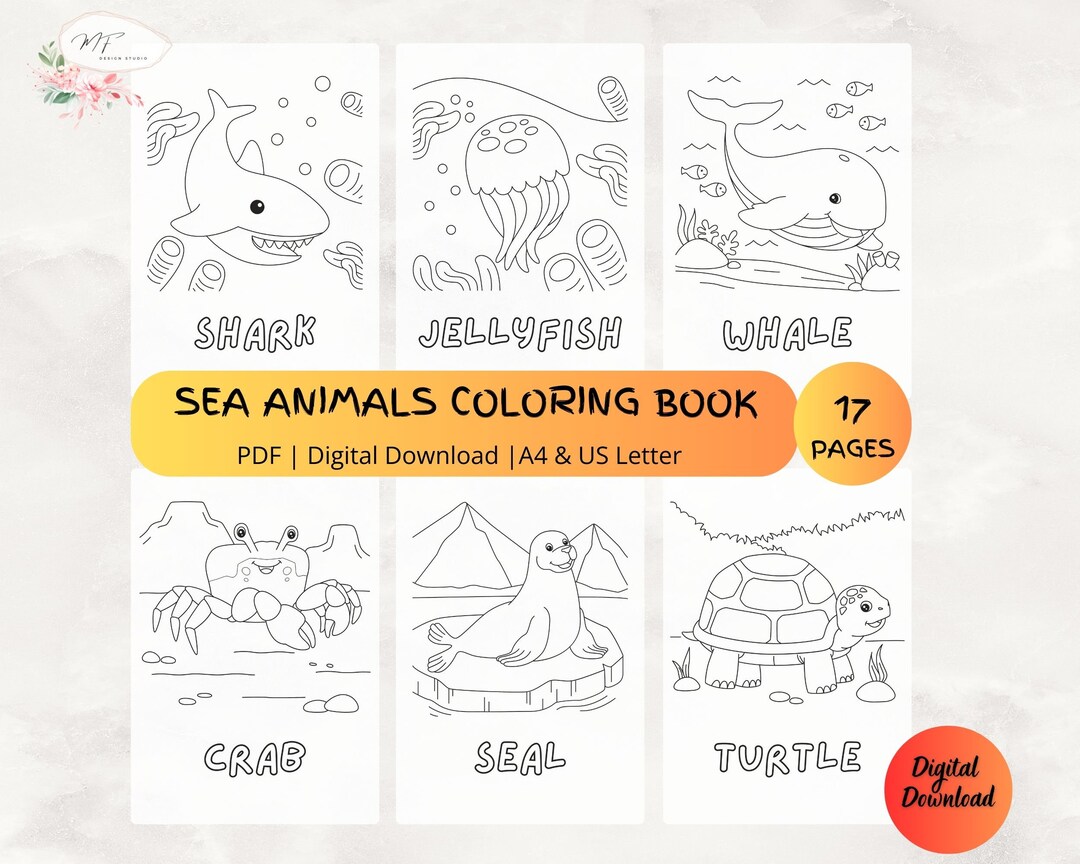 17 Printable Sea Animals Coloring Book Pages for Kids - Etsy