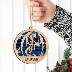 Personalized Dragon Layered Wood Ornament, Custom Dragon Christmas Tree ...