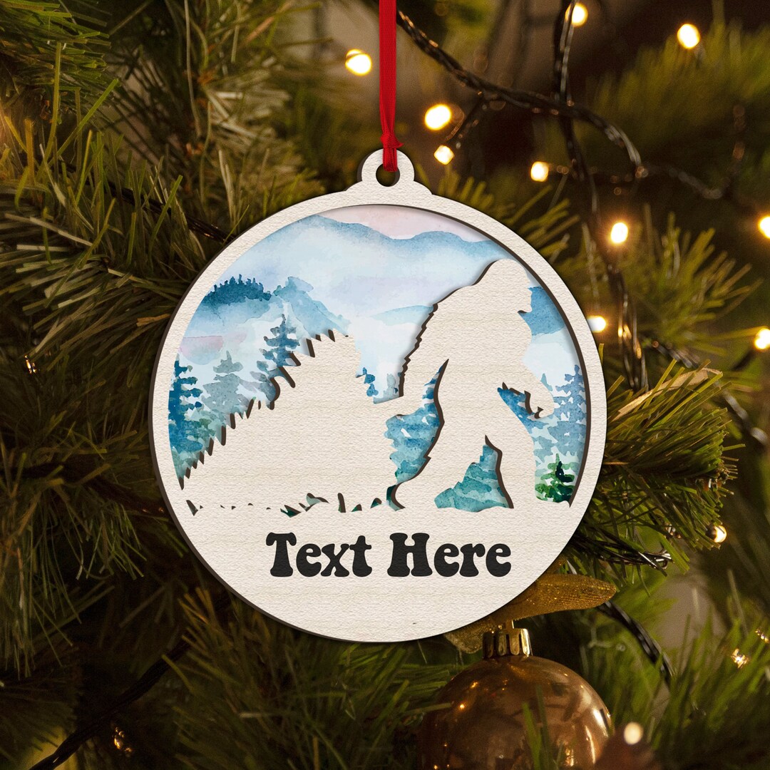 Personalized Bigfoot Layered Wood Ornament, Custom Sasquatch Christmas ...