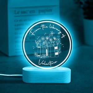 Personalized Book Night Light, Custom Name's Library Acrylic Night ...