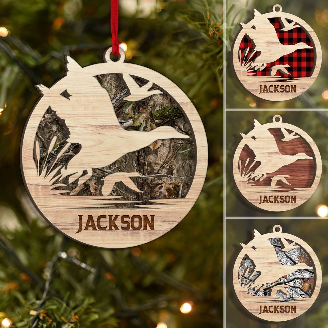 Personalized Duck Hunting Layered Wood Ornament, Custom Hunting ...