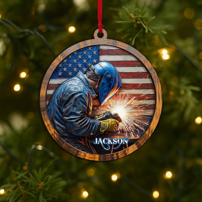 Personalized Welding Layered Wood Ornament, Custom Welder Christmas ...