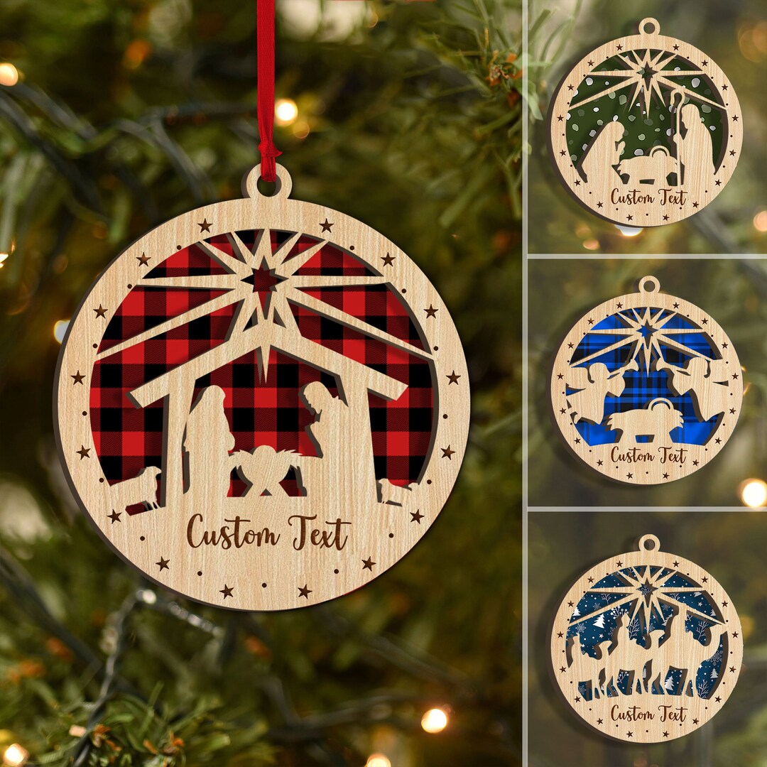 Personalized Nativity Christmas Layered Wood Ornament, Custom Christian ...