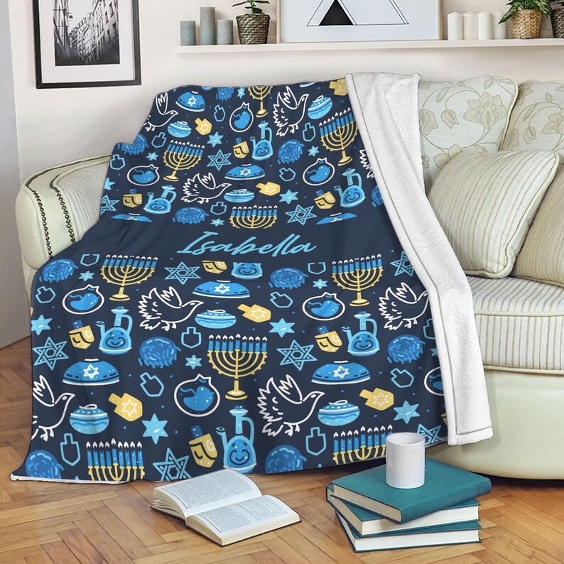 Personalized Happy Hanukkah Blanket, Jewish Blanket, Custom Name Soft ...