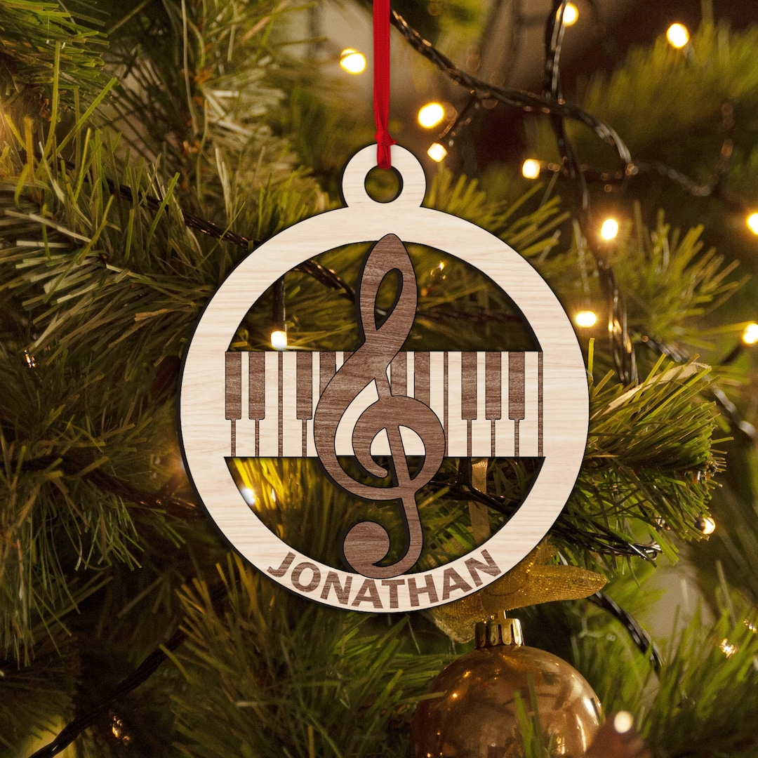 Personalized Piano Layered Wood Ornament, Custom Name Pianist Christmas ...