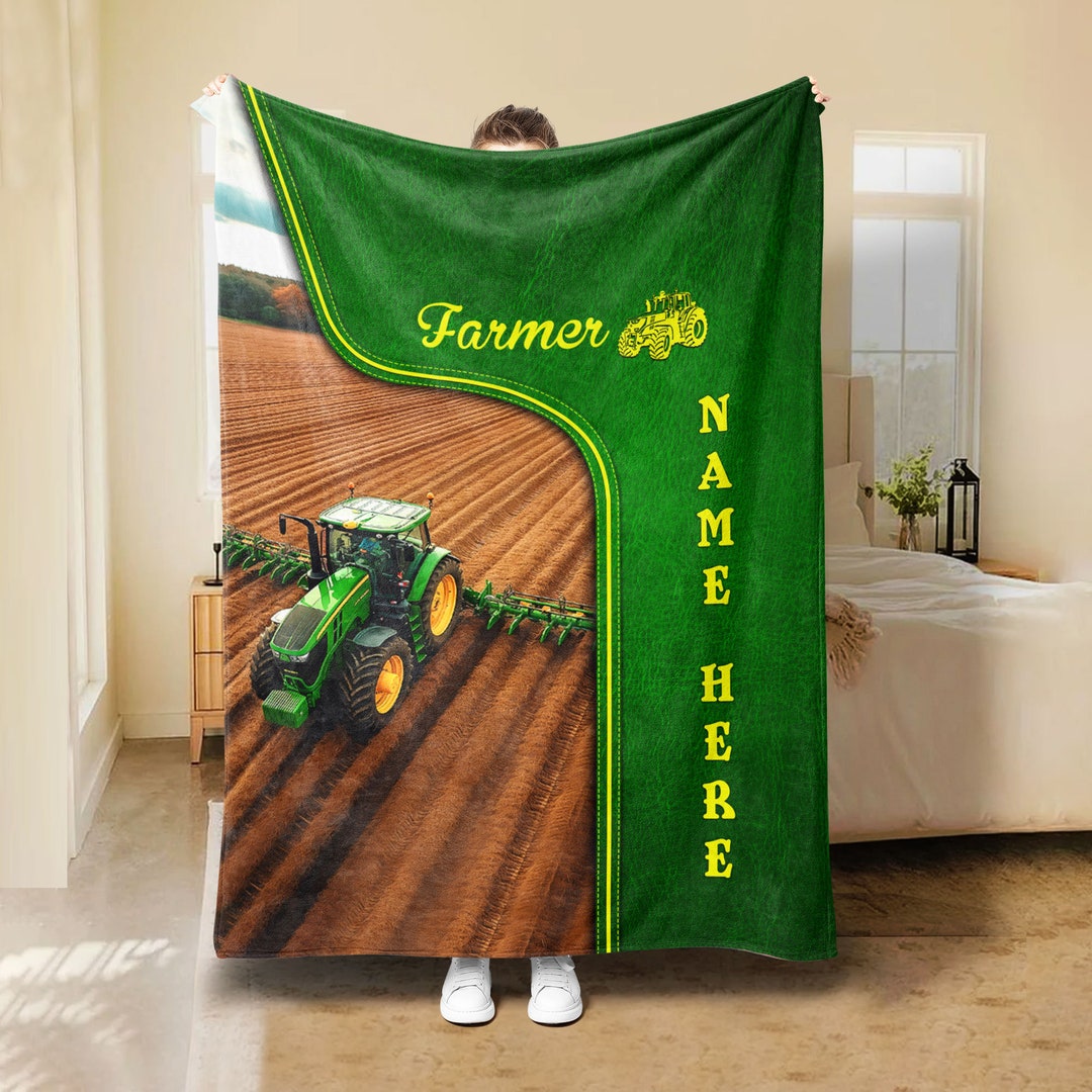 Personalized Tractor Blanket, Farm Blanket, Custom Name Soft Cozy ...
