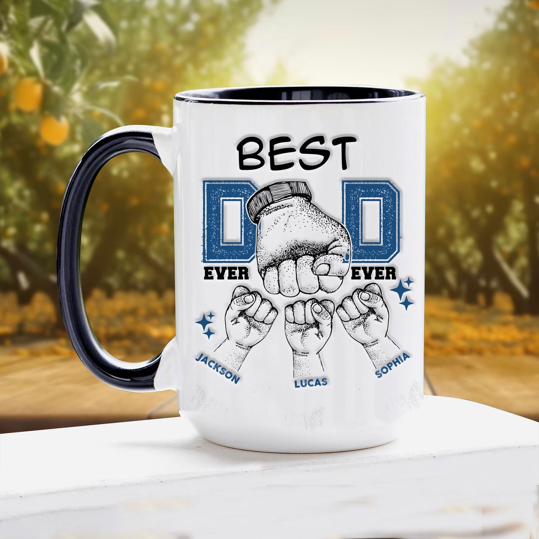 Personalized Dad 3D Inflated Effect Mug, Fist Bump Dad Mugs, Custom ...