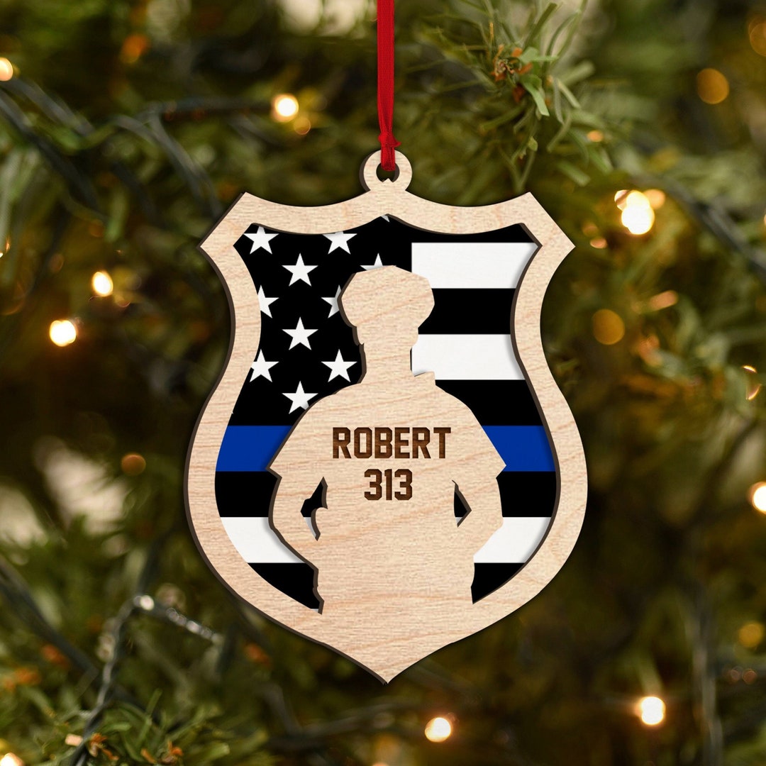 Personalized Police Layered Wood Ornament Custom Policeman - Etsy