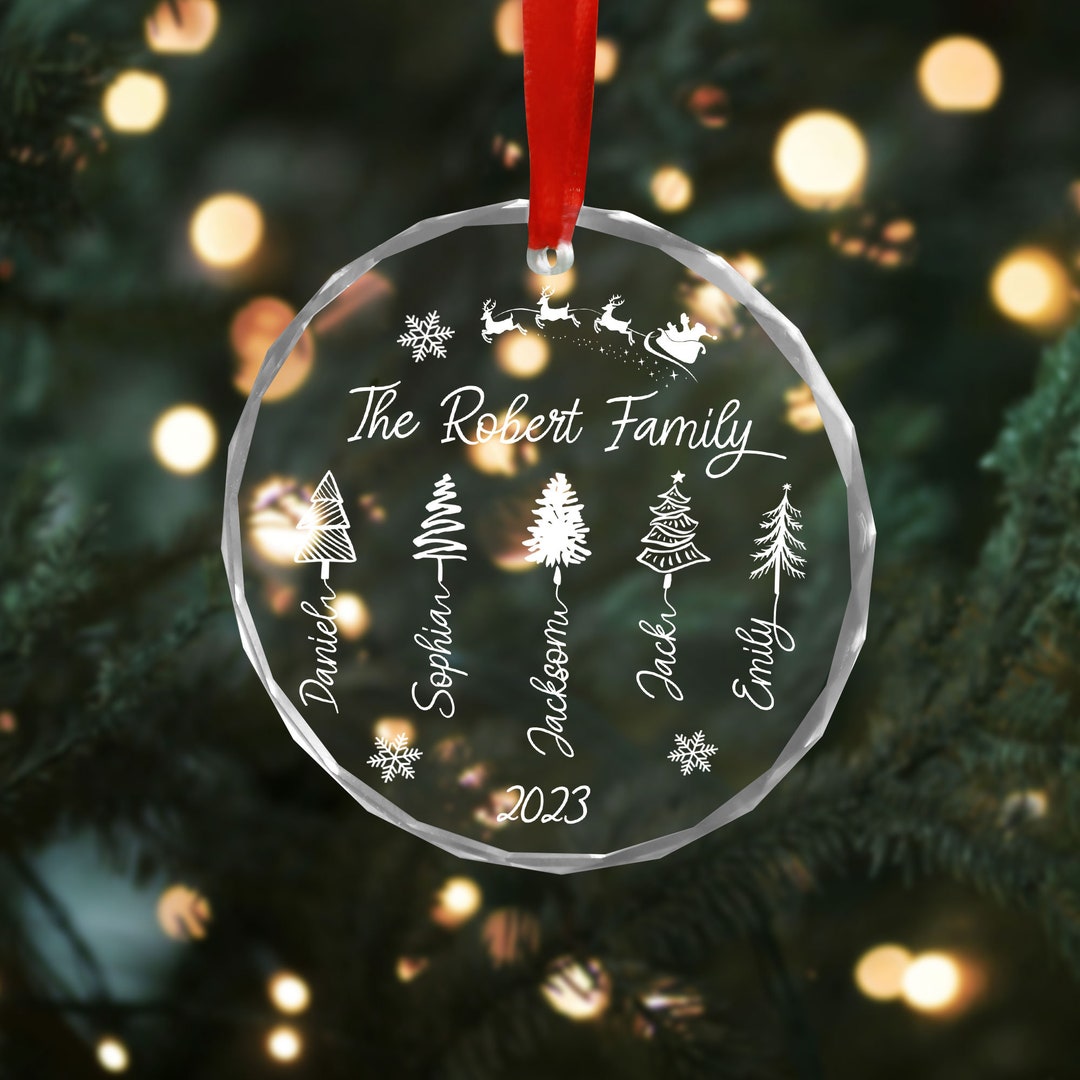 Personalized Family Tree Glass Ornament Custom Family - Etsy