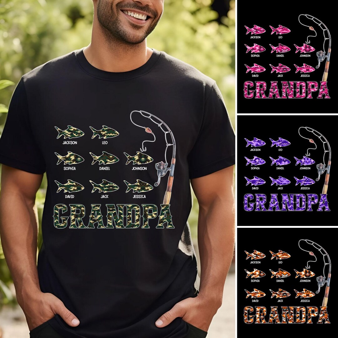 Personalized Fishing Dad Shirt, Custom Kids Names T Shirt, Fishing ...
