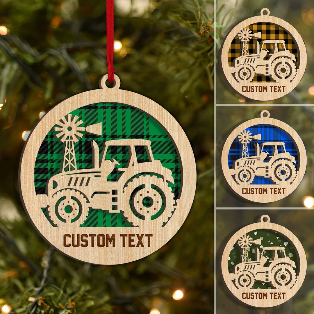 Personalized Tractor Layered Wood Ornament, Custom Name Farmer ...