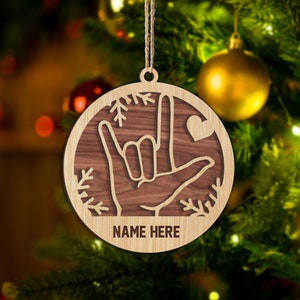 Personalized Sign Language Layered Wood Ornament, Custom ASL I Love You ...