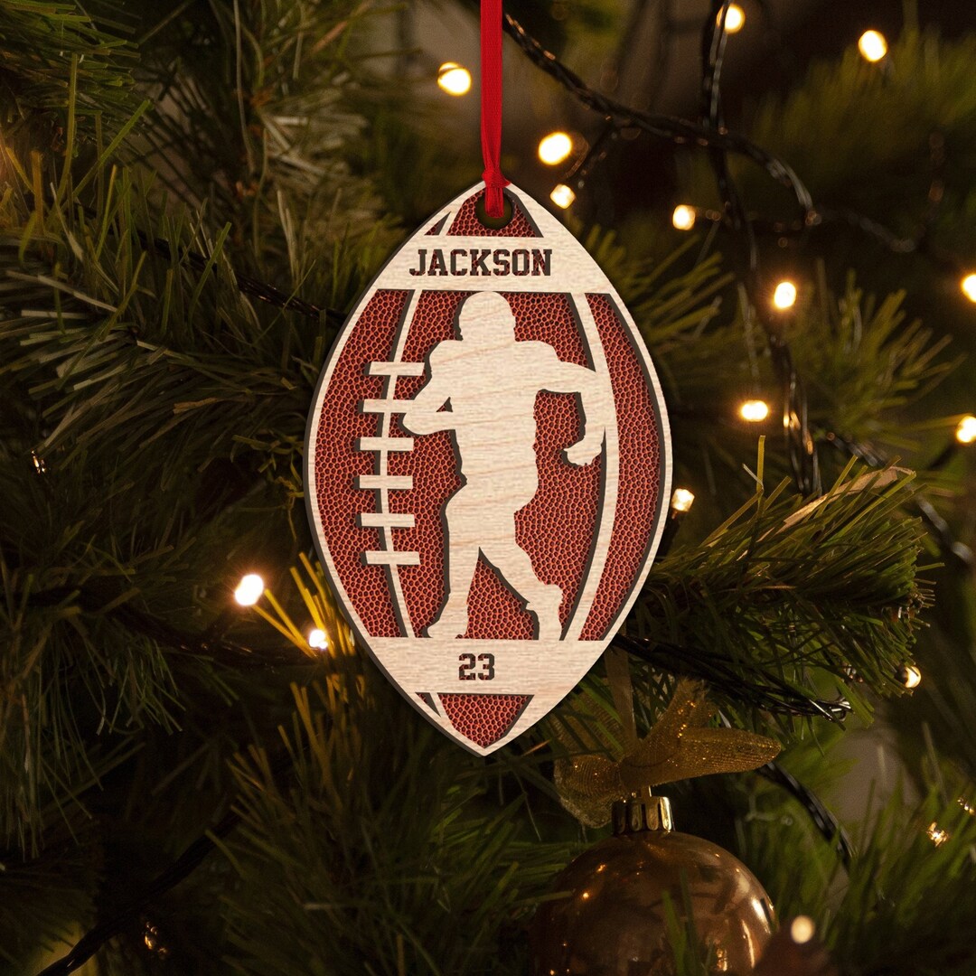 Personalized Football Layered Wood Ornament, Custom Football Player ...