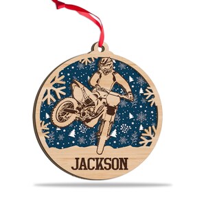 Personalized Motocross Layered Wood Ornament, Custom Dirt Bike ...