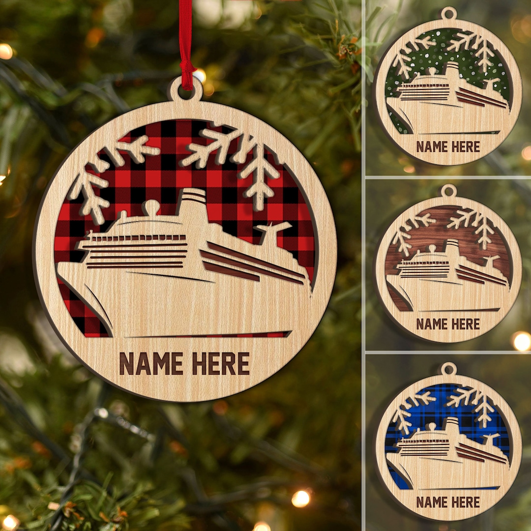 Personalized Cruise Ship Layered Wood Ornament, Custom Cruise Christmas ...