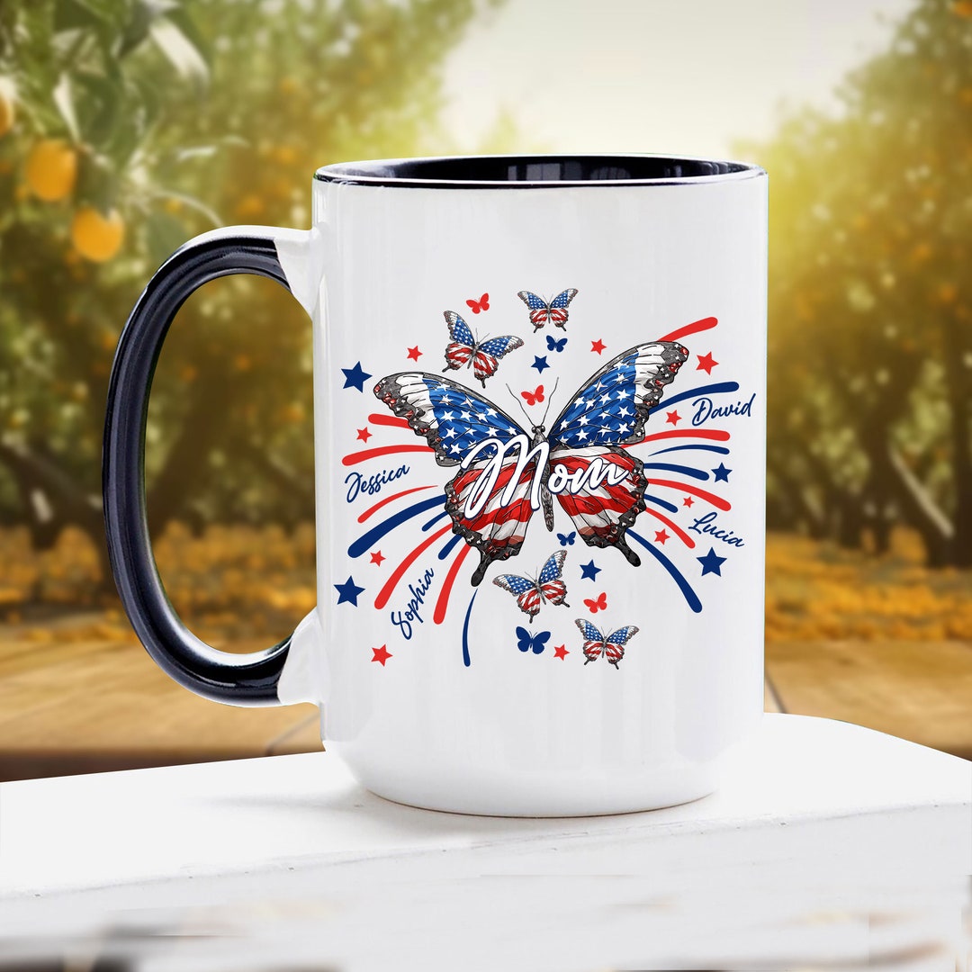 Personalized Grandma Mug, 4th of July Mugs, Custom Kids Names Coffee ...