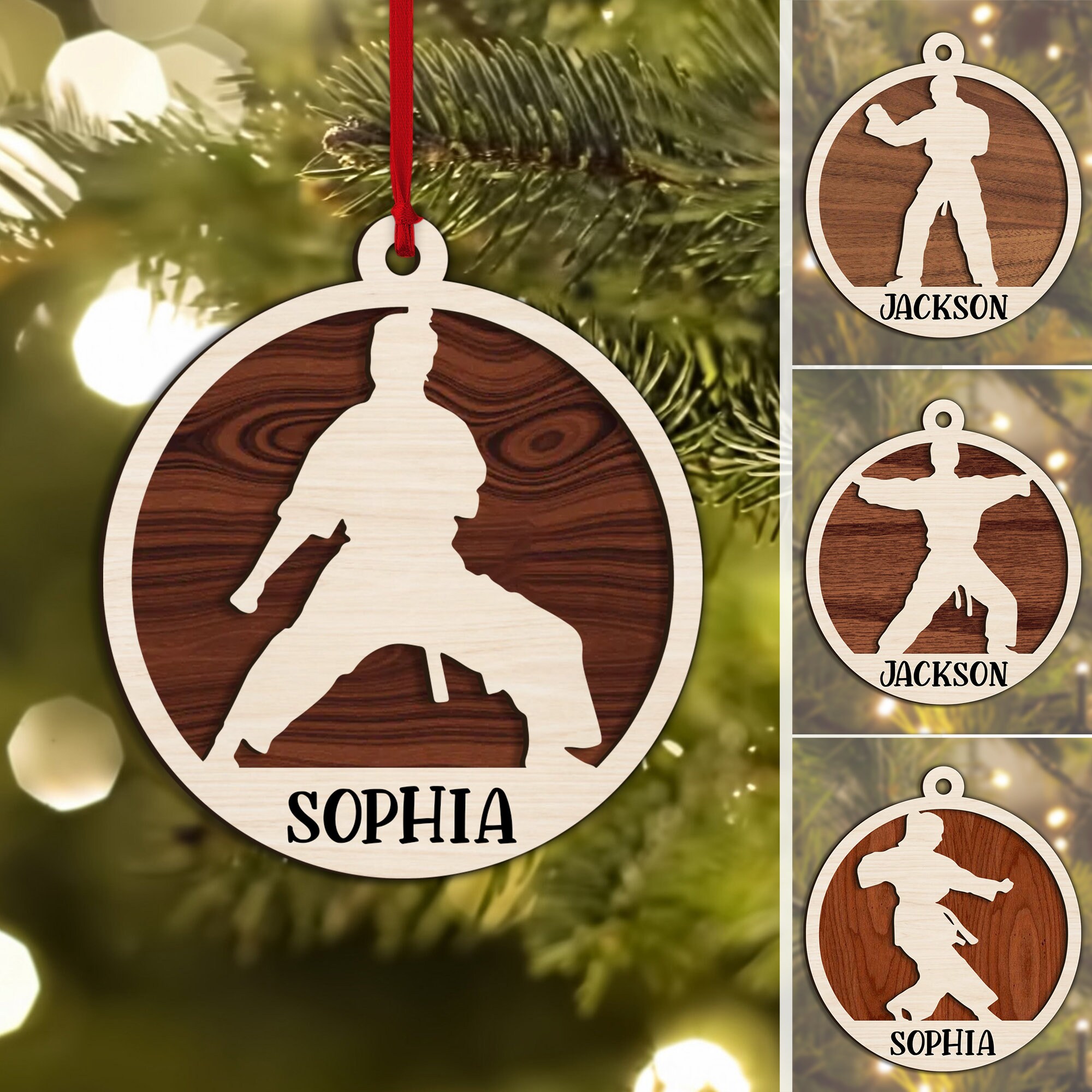 Personalized Karate Layered Wood Ornament, Custom Karate Christmas Tree ...