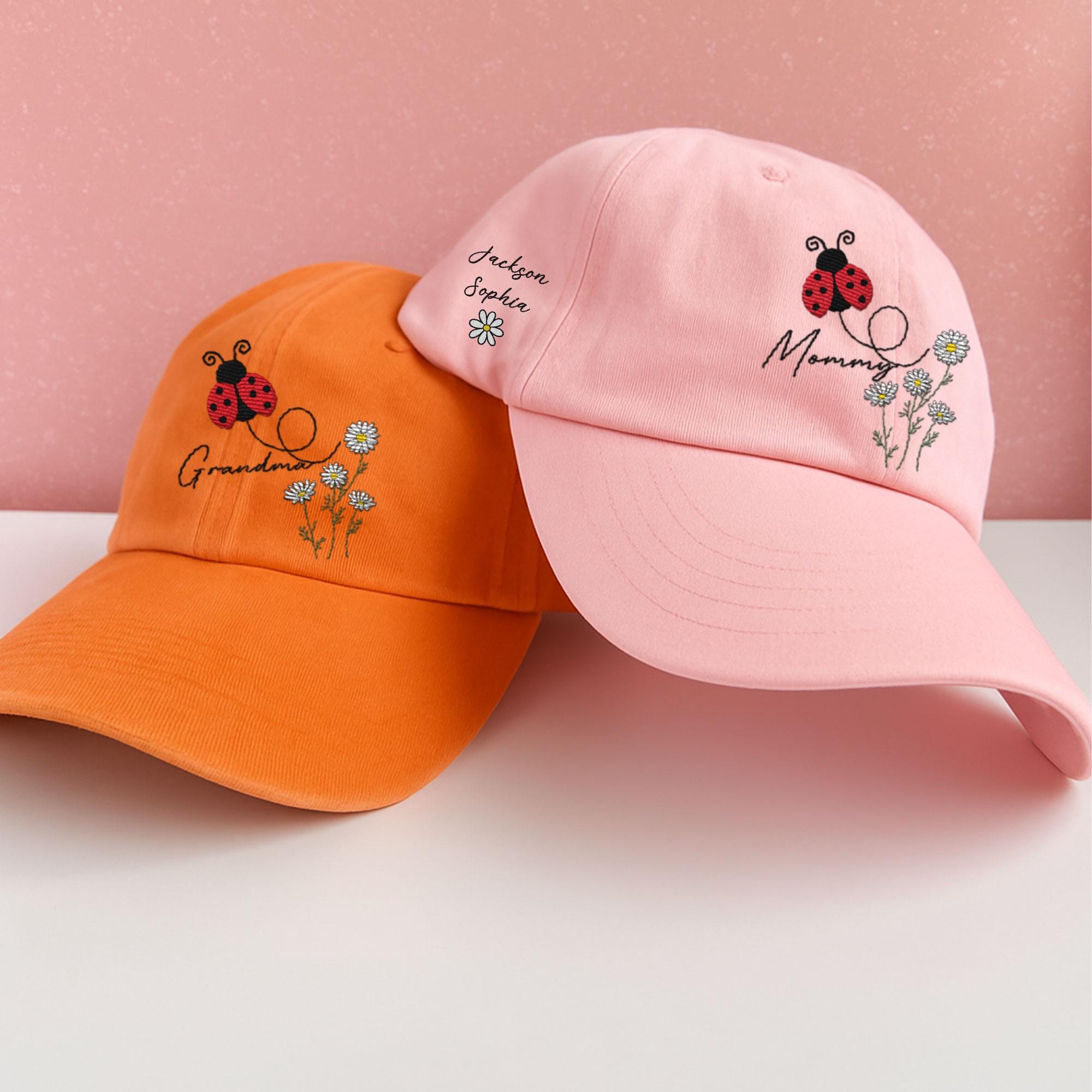Custom Grandma Embroidered Hat, Grandma Ladybug Embroidered Cap ...