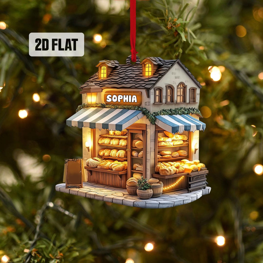 Personalized Bakery Shop 2D Flat Ornament, Bakery Rearview Mirror Car ...