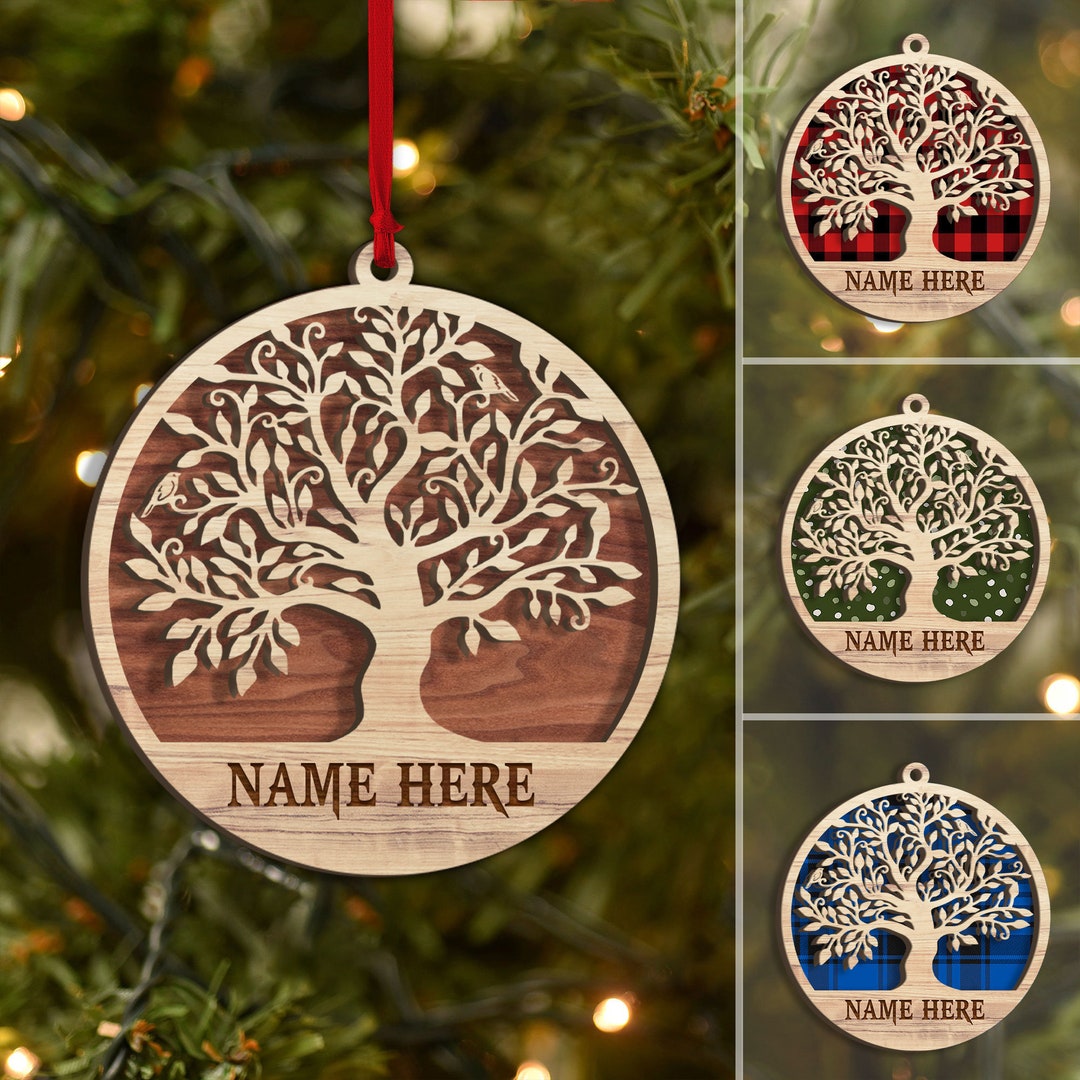 Personalized Tree of Life Layered Wood Ornament, Custom Life Tree ...