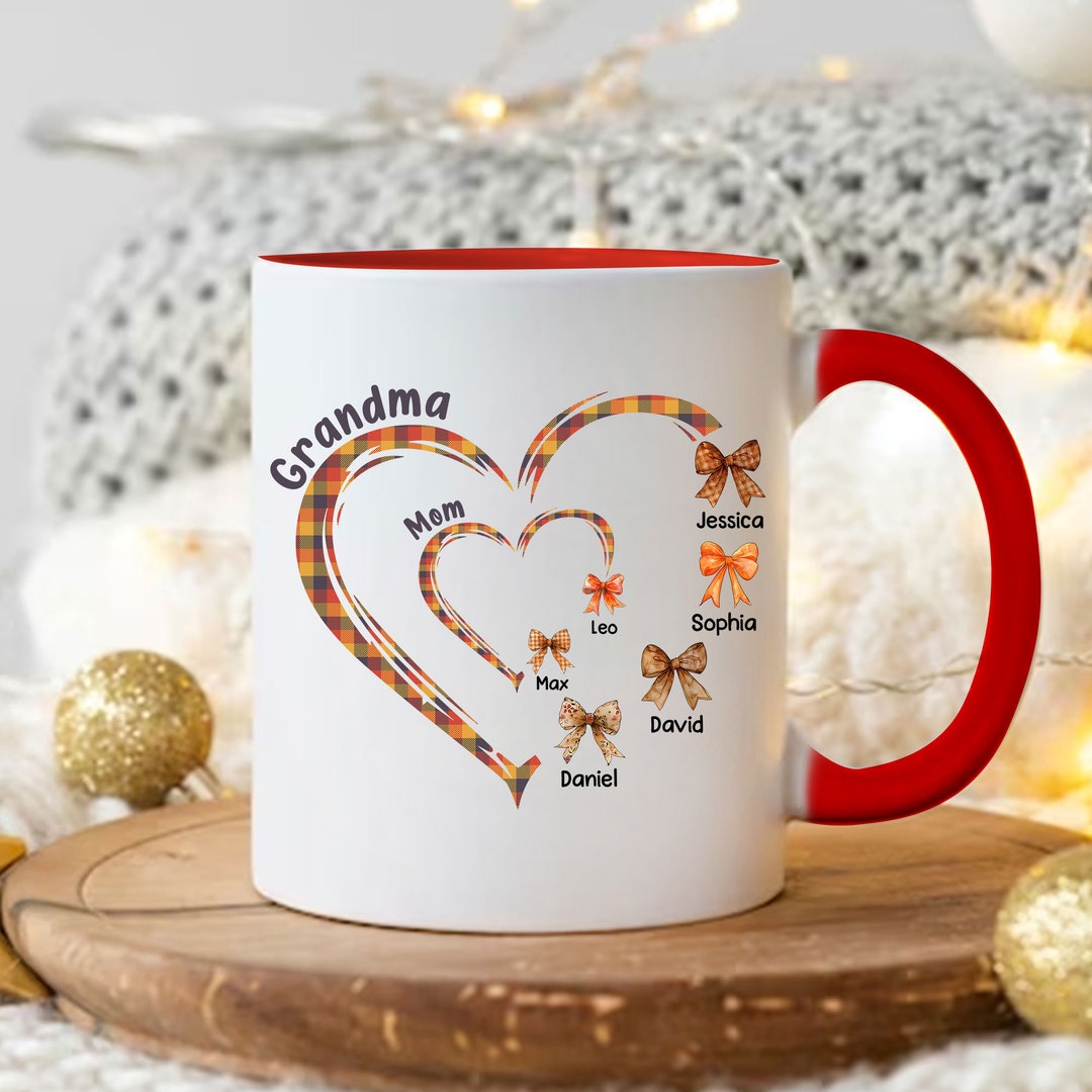 Personalized Grandma Fall Mug, First Mom Now Grandma Mugs, Custom Kids ...