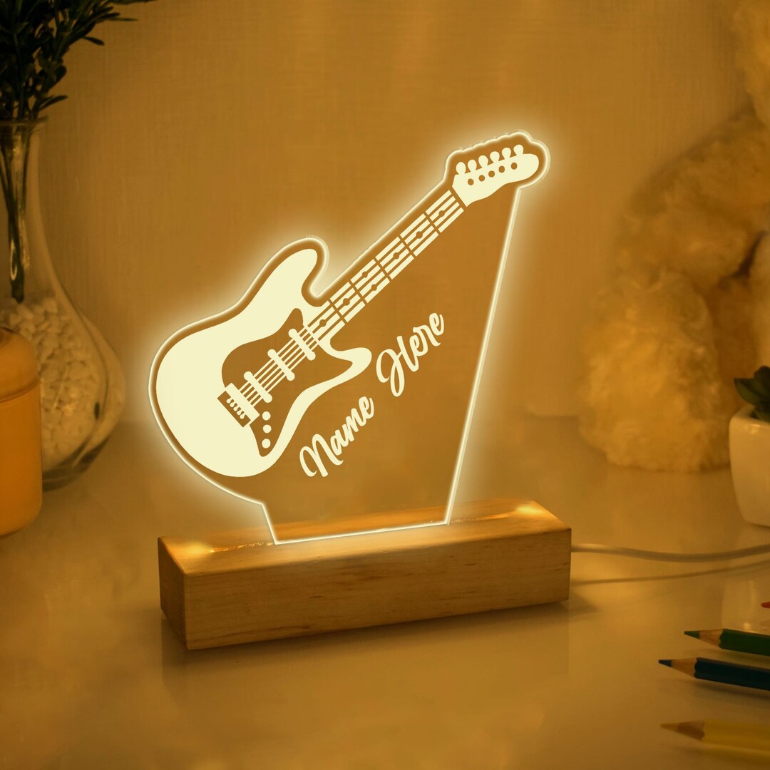 Personalized Electric Guitar Night Light, Custom Guitar Acrylic Night ...