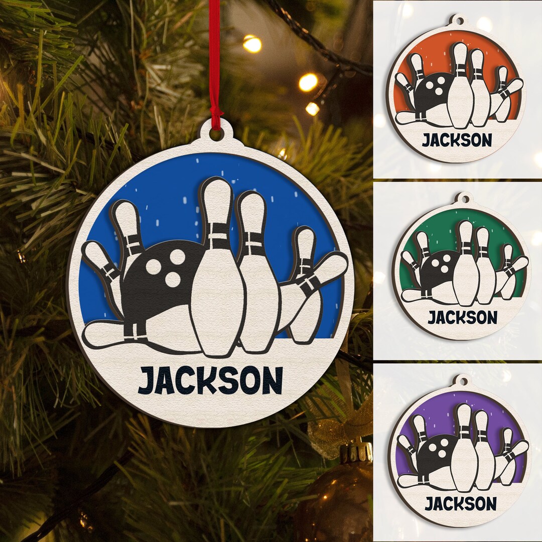 Personalized Bowling Layered Wood Ornament, Custom Bowling Christmas ...