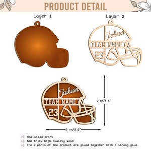 Personalized American Football Layered Wood Ornament, Custom Football ...