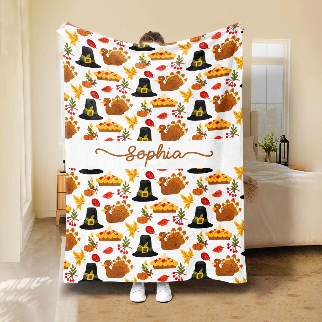 Personalized Thanksgiving Blanket, Turkey Blanket, Custom Name Soft ...