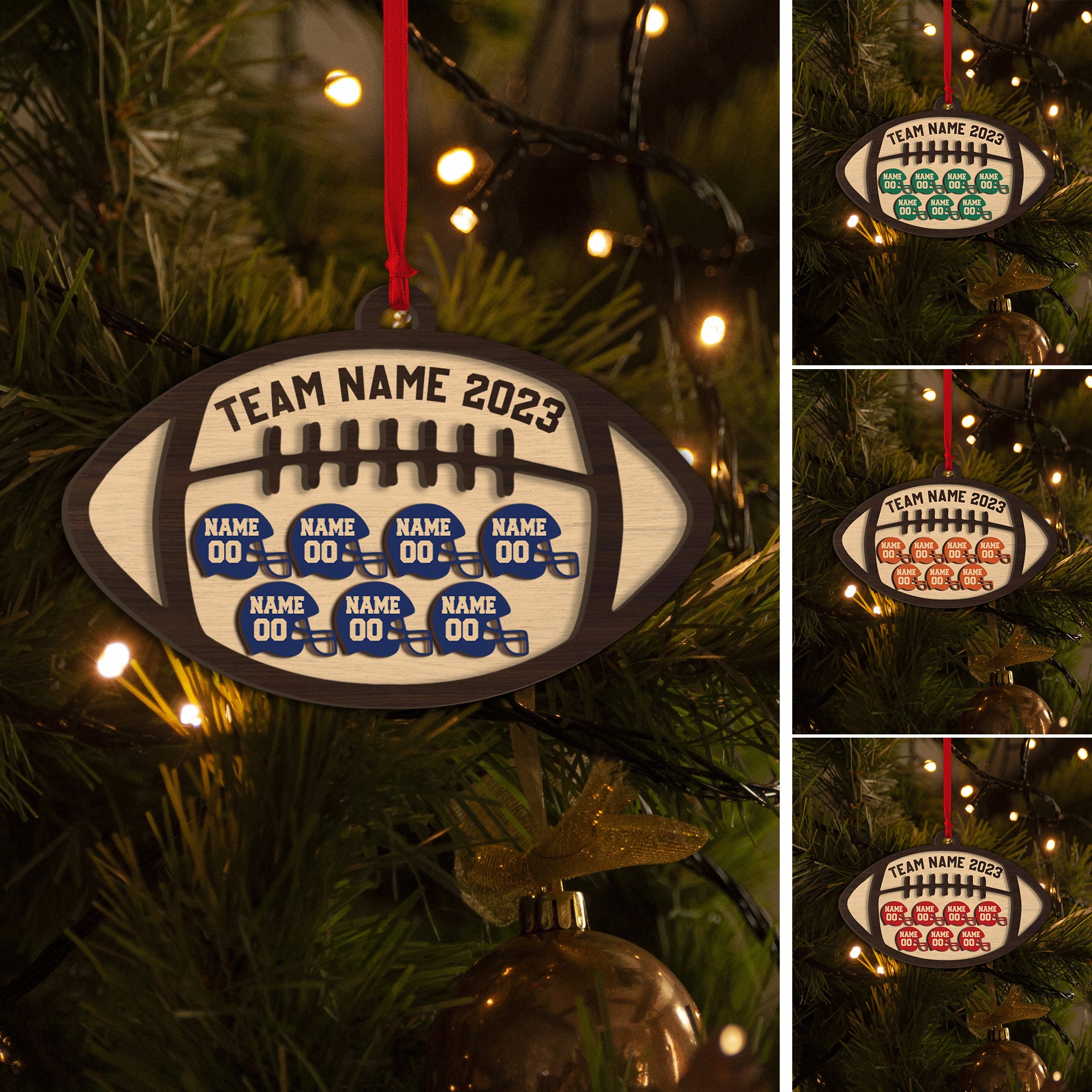 Personalized Football Layered Wood Ornament Custom Football - Etsy