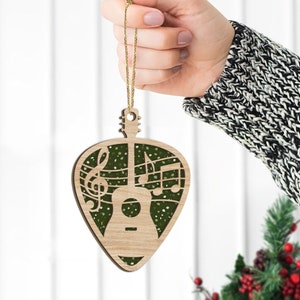 Acoustic Guitar Layered Wood Ornament, Guitar Christmas Tree Ornament ...