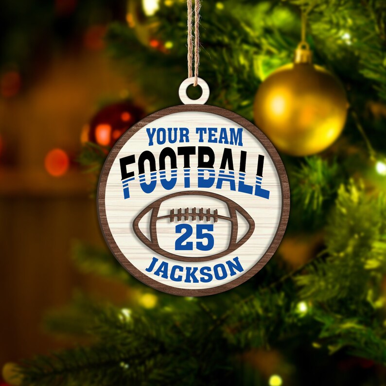 Personalized American Football Layered Wood Ornament, Custom Football ...