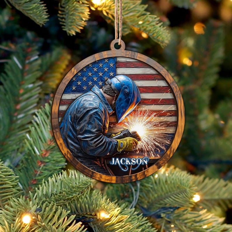 Personalized Welding Layered Wood Ornament, Custom Welder Christmas ...