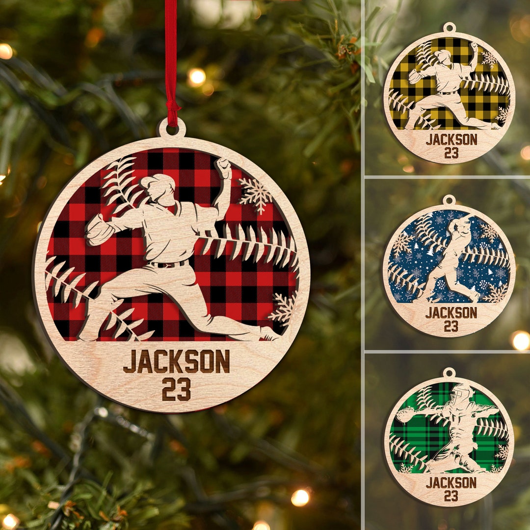 Personalized Baseball Layered Wood Ornament, Custom Baseball Player ...