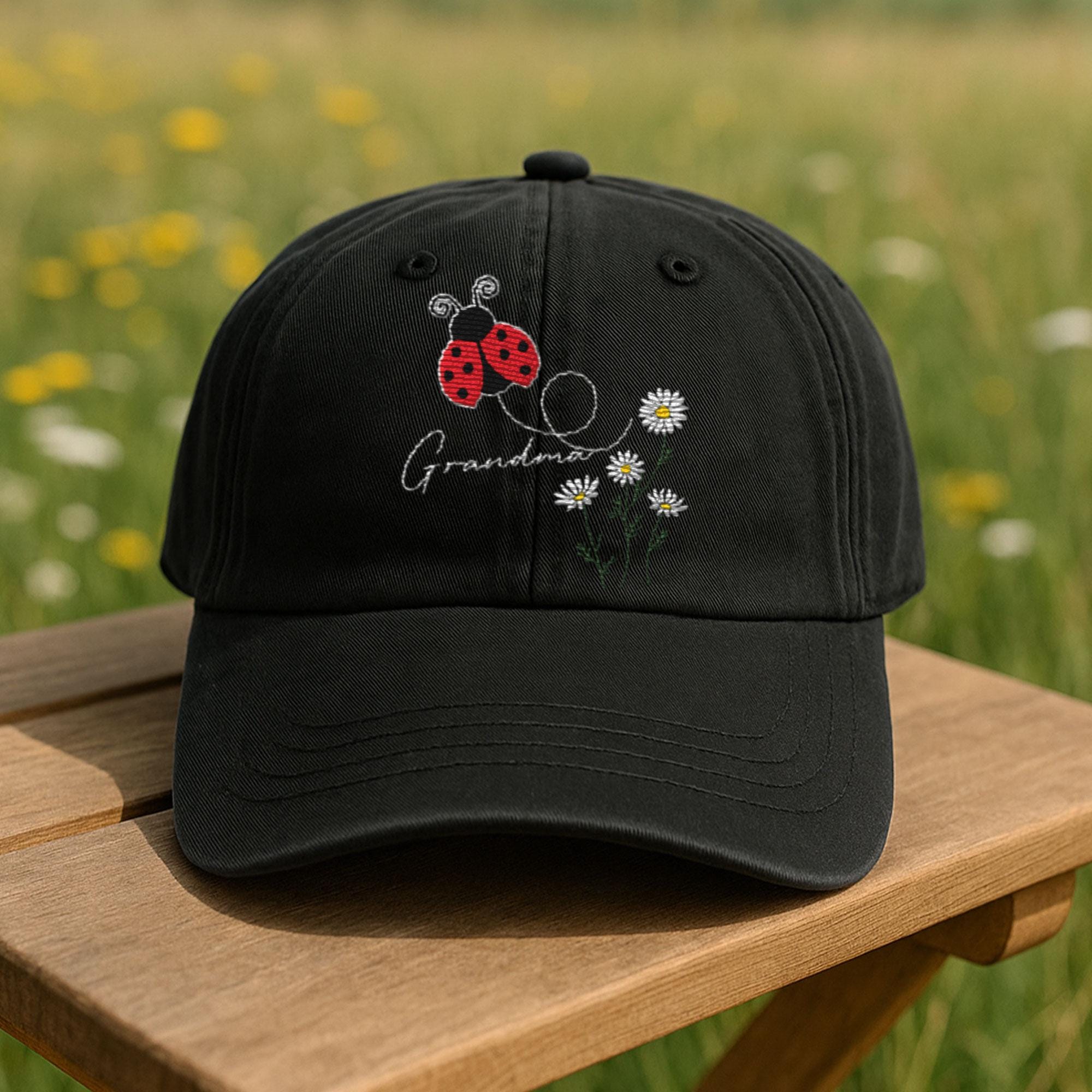 Custom Grandma Embroidered Hat, Grandma Ladybug Embroidered Cap ...