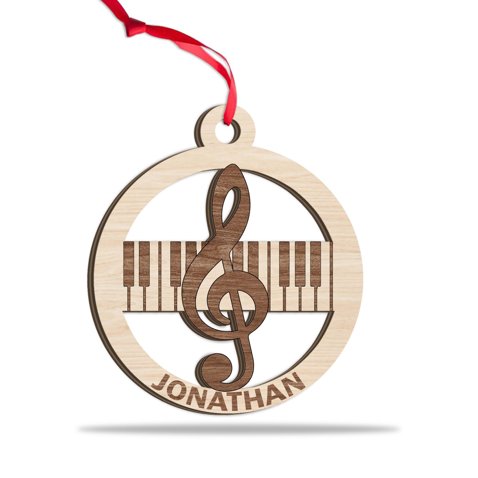 Personalized Piano Layered Wood Ornament, Custom Name Pianist Christmas ...