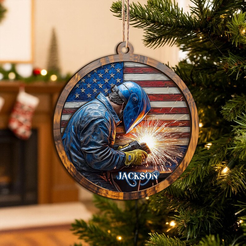 Personalized Welding Layered Wood Ornament, Custom Welder Christmas ...