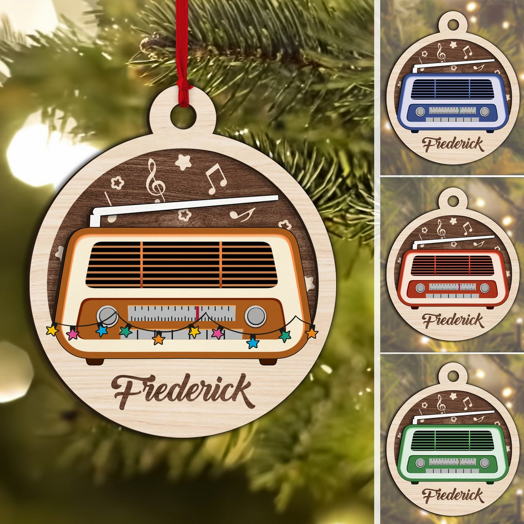 Personalized Radio Layered Wood Ornament, Custom Radio Christmas Tree ...