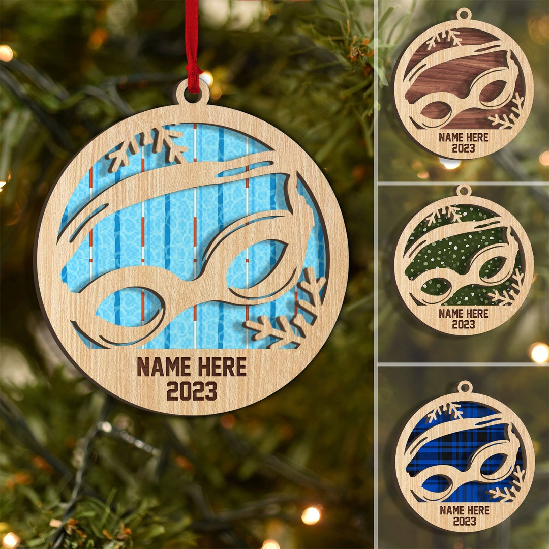 Personalized Swimming Layered Wood Ornament, Custom Swimming Christmas ...