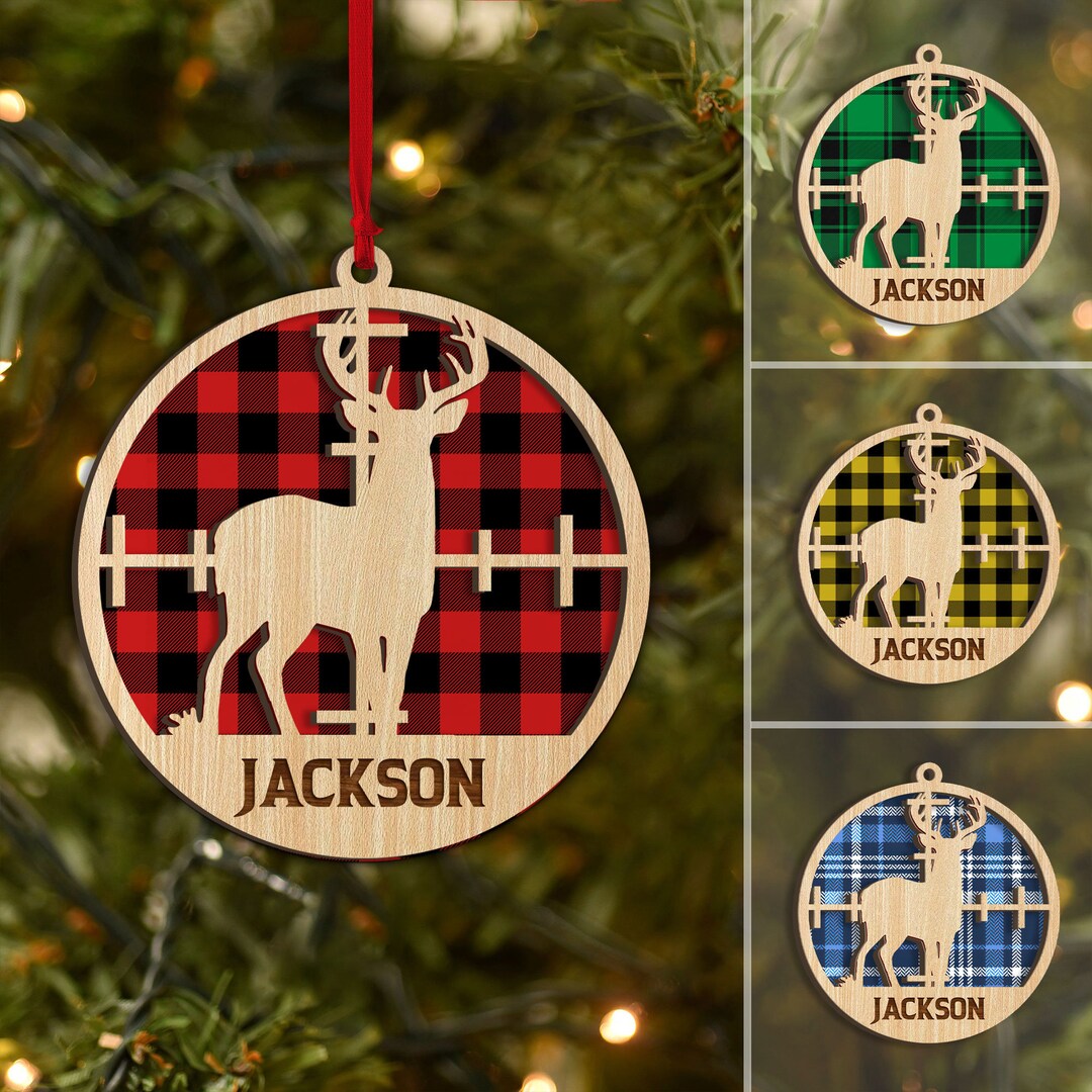 Personalized Deer Hunting Layered Wood Ornament, Custom Hunting ...