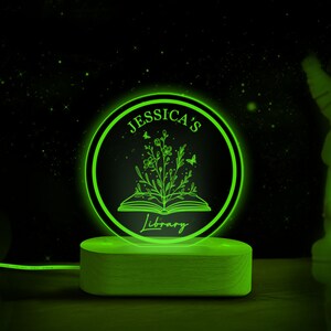 Personalized Book Night Light, Custom Name Library Acrylic Night Light ...
