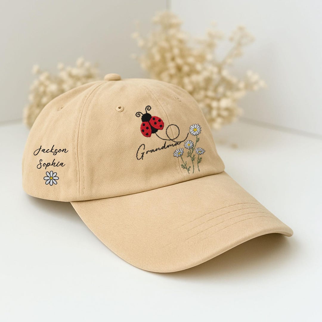Custom Grandma Embroidered Hat, Grandma Ladybug Embroidered Cap ...