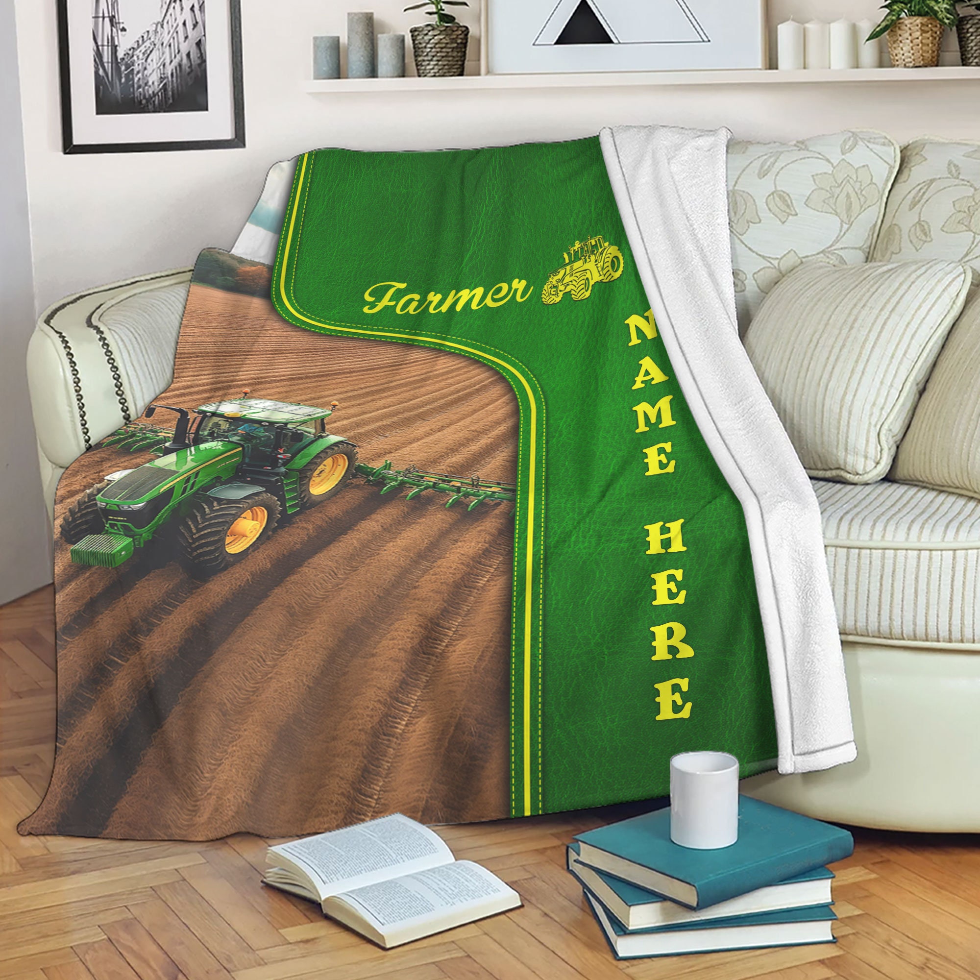 Personalized Tractor Blanket, Farm Blanket, Custom Name Soft Cozy ...
