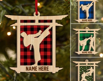 Martial Arts Karate 2-layer Personalized Laser Cut Wood Christmas ...
